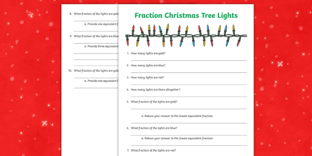 Fraction Christmas Tree Lights Activity