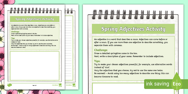 Spring Adjectives Activity (teacher made)