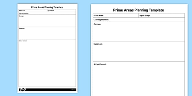 EYFS Prime Areas Planning Template - eyfs, prime, areas, plan, Planning