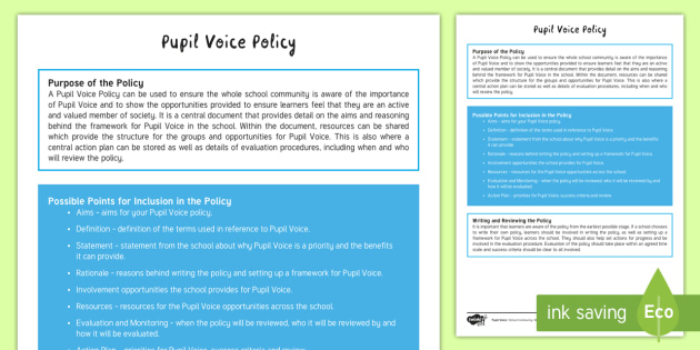 Pupil Voice Policy Guidance (teacher made)
