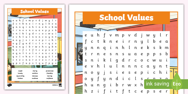 School Values Word Search