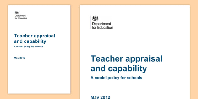 Teacher Appraisal and Capability: A Model Policy for Schools DfE Adult