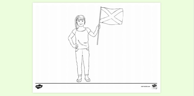 FREE! - Girl With Scottish Flag Colouring Sheet | Colouring Sheets