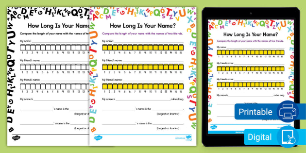 How Long Is Your Name? Activity (teacher made)