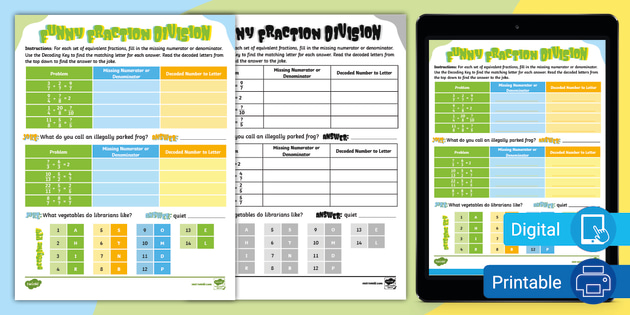Find the Missing Numerator or Denominator Activity | Twinkl