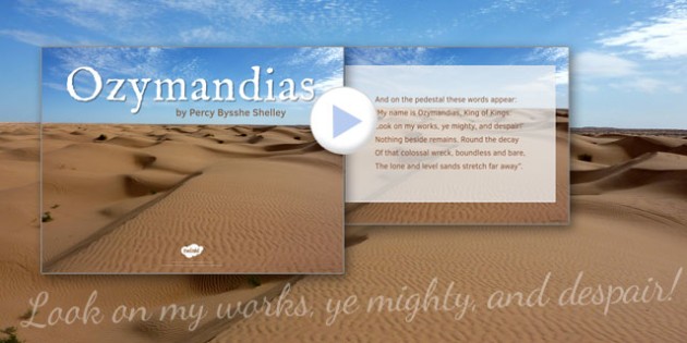 GCSE Poetry PowerPoint to Support Teaching on 'Ozymandias' by Percy Bysshe
