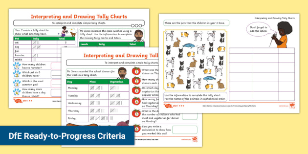 👉 Y2 Interpreting Drawing Tally Charts Maths Activity Sheets