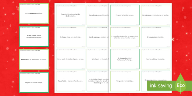 General Conversation Christmas Question Prompt Cards Spanish
