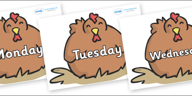 FREE! - Days of the Week on Chickens (teacher made)