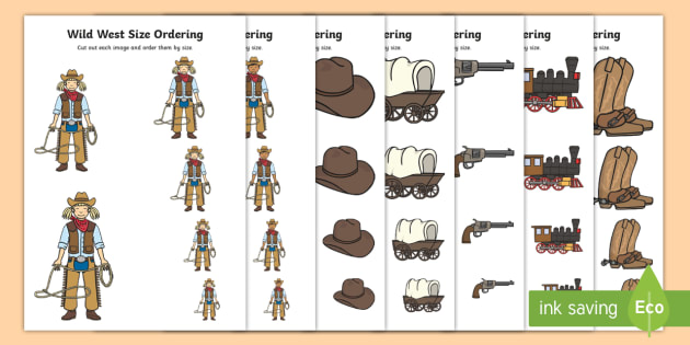 Wild West Size Ordering - - wild west Size Ordering Activity