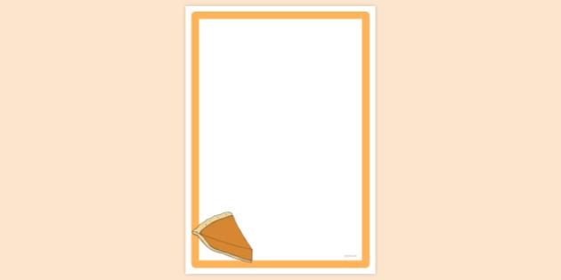 FREE! - Simple Blank Slice Of Pumpkin Pie Page Border | Twinkl