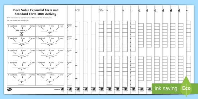 Writing Expanded and Standard Form Resource Pack