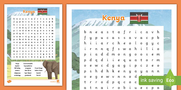 KS2 Kenya Word Search - Twinkl - Geography (teacher made)
