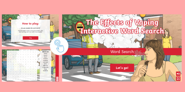All About Vaping Interactive Word Search - Vaping Effects
