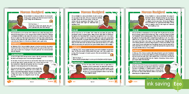 KS2 Marcus Rashford Differentiated Reading Comprehension