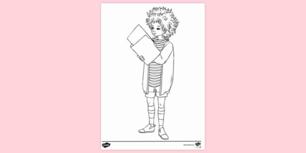 FREE! - Child Girl Holding Folder Colouring Sheet | Colouring Sheets