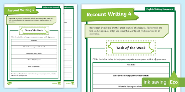 Recounting Activities Holiday Recount Writing: 2 Events – Top