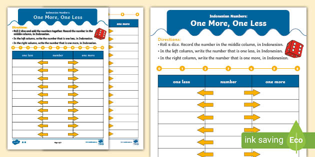 One More One Less Numbers Dice Game Indonesian