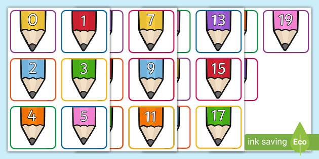 Numbers 0-20 on Pencil Bunting