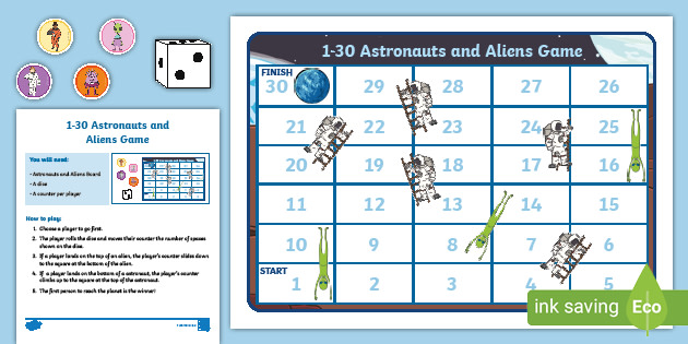 👉 1-30 Astronauts and Aliens Game (teacher made)