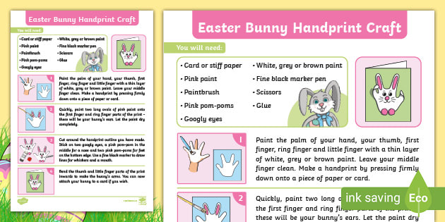 Easter Bunny Handprint Activity | Twinkl (teacher made)
