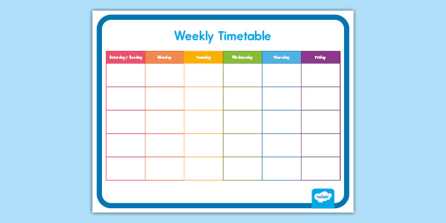 Editable Weekly Schedule | Timetable Template Resource Editable Weekly Schedule | Timetable Template Resource