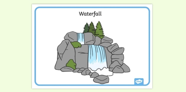 FREE! - Illustrated Poster of Waterfall | Twinkl Primary Resources