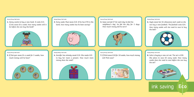 Saving Money Challenge Cards