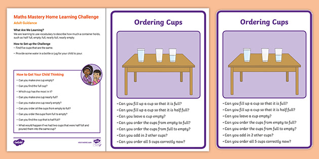 Maths Mastery Capacity Home Learning Challenge: Ordering Cups