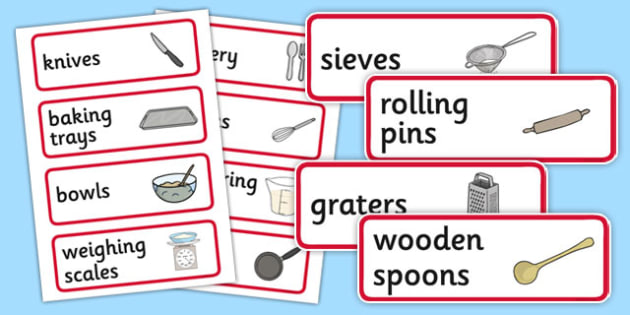 Cooking Utensils Labels - cooking, utensils, labels, cook, food