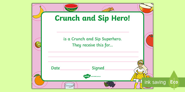 Crunch and Sip Certificates (teacher made)