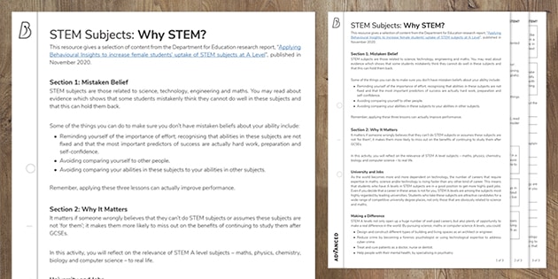 👉 STEM Subjects: Why STEM? | Careers | Beyond: Advanced