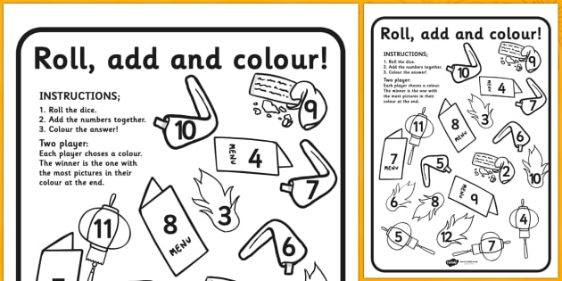 Chinese New Year Roll and Colour Worksheet - chinese new year