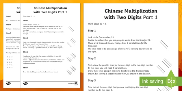 KS2 Chinese Multiplication with Two Digits Part 1 Worksheet / Worksheet