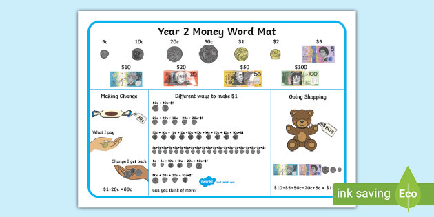Year 2 Money Word Mat (teacher made)