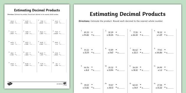Estimating Products Worksheets 5th Grade Daily Math Review Worksheets