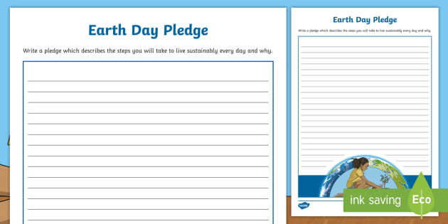 Earth Day Pledge Worksheet