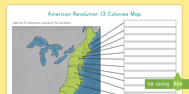 American Revolution 13 Colonies Map - Colonies, American