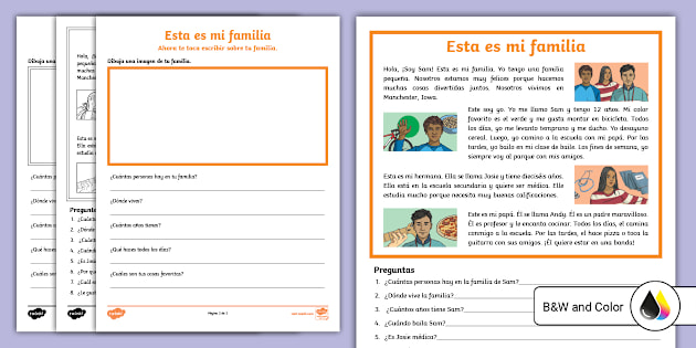 La Familia Hojas De Trabajo Distance Learning By El Rincon De Espanol