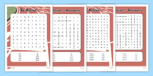 Active Week Differentiated Word Search (teacher made)