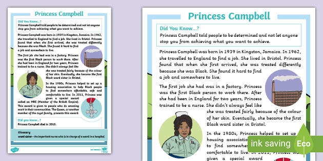 KS1 Princess Campbell Fact File (teacher made)