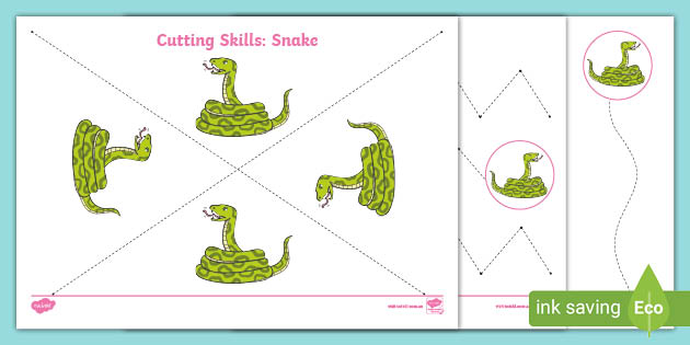 Snake-Themed Cutting Skills Worksheet (teacher made)