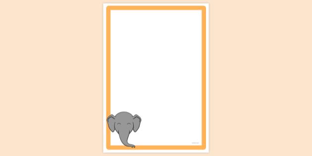 Simple Blank Grey Elephant Role Play Mask Page Border