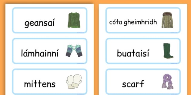 Winter Clothes Word Cards - winter clothes, word cards, winter, clothes