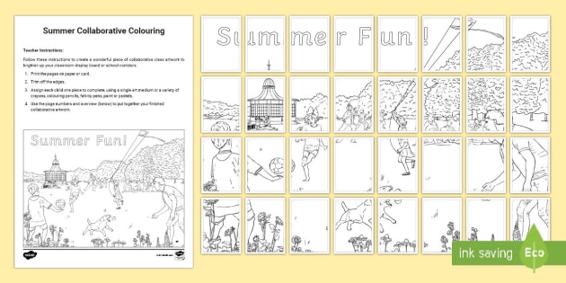 KS2 Summer Collaborative Colouring (teacher made)