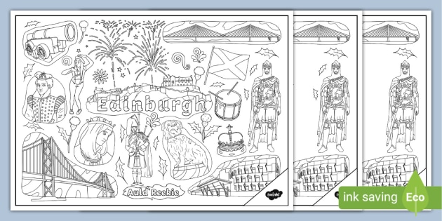 Edinburgh Doodle Colouring Pages (teacher made)