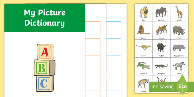 African Animals Picture Dictionary Booklet - African Animals Picture