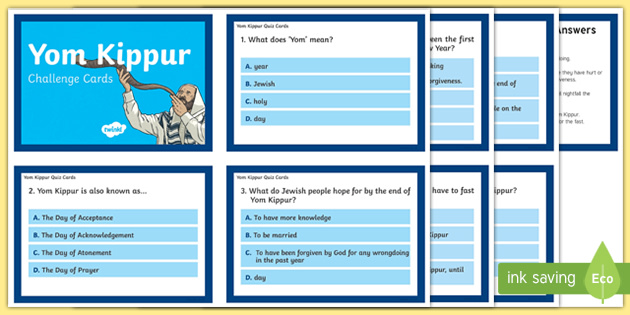 Yom Kippur Quiz Cards (teacher made)