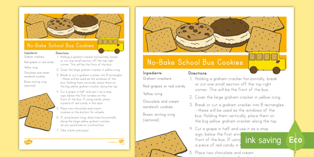 No Bake School Bus Cookie Recipe (teacher made)