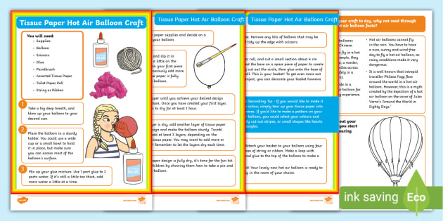 Tissue Paper Hot Air Balloon Craft Activity